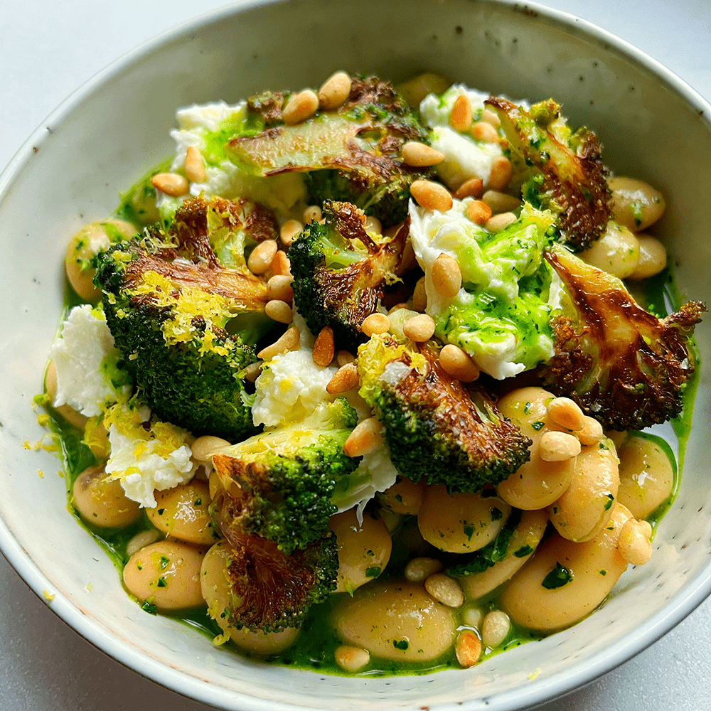 Broccoli, beans, buffalo mozzarella & cavolo nero pesto - Borough Chef